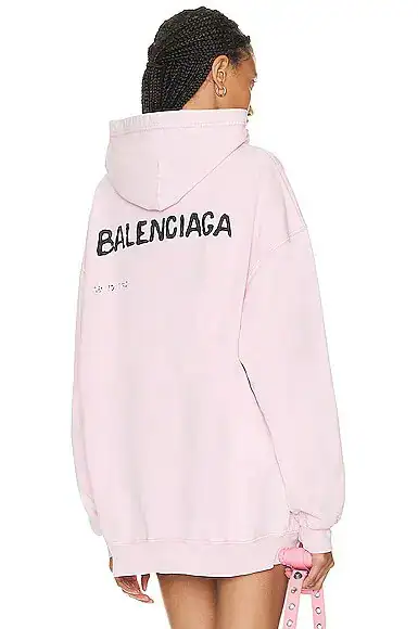 Balenciaga Medium Fit Hoodie In Pink In Faded Pink & Black - 30
